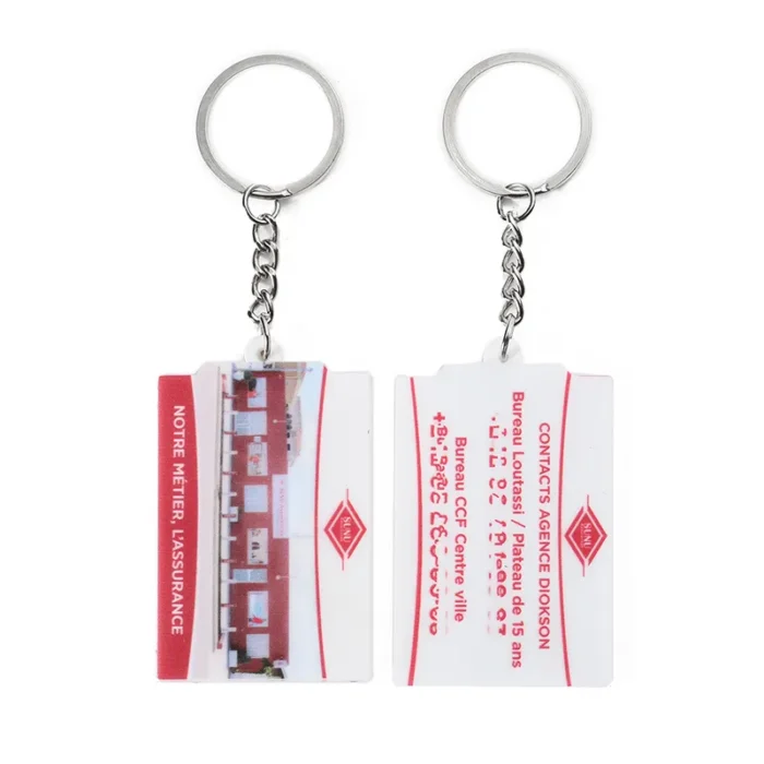 Rectangular pink white celebrity wall PVC keychain - Hesank