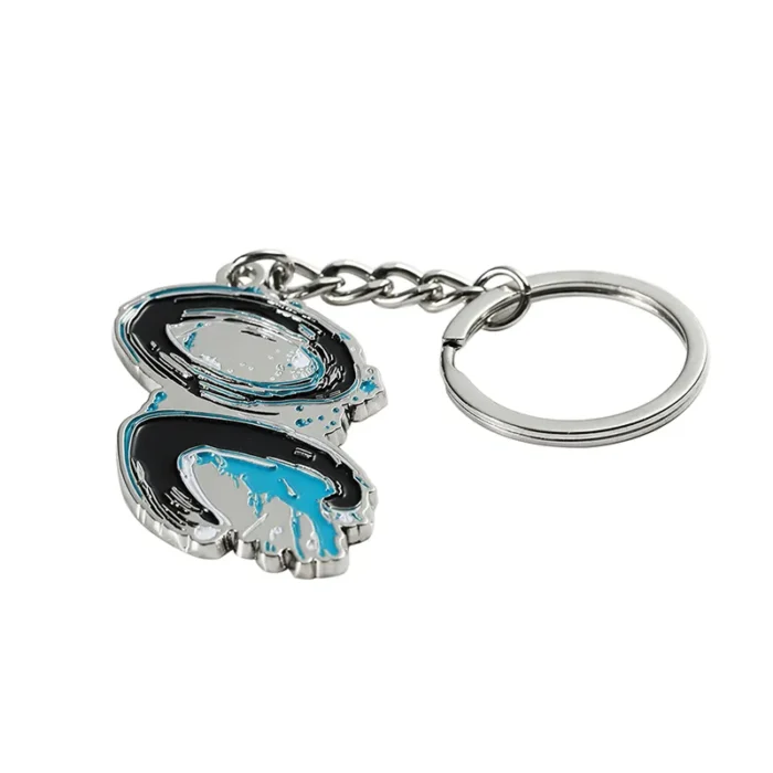 Nickel plated blue dot painted irregular keychain - Hesank